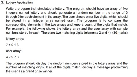 Solved 3 Lottery Application Write A Program That Simulates