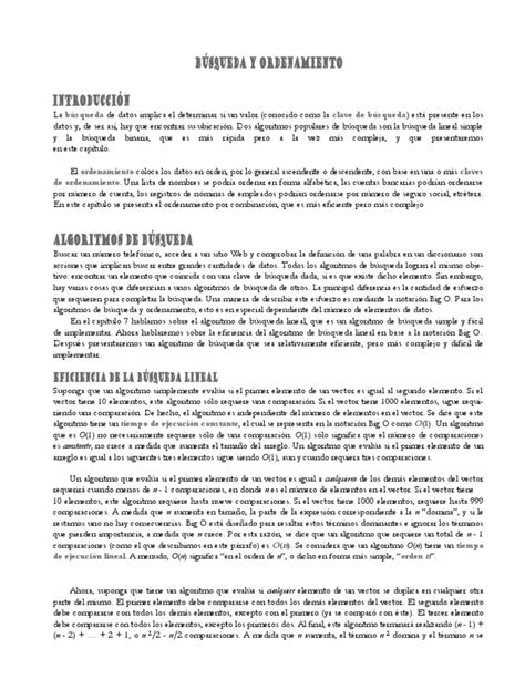 Busqueda Y Ordenamiento En C Pdf Algoritmos Estructura De Datos De Matriz