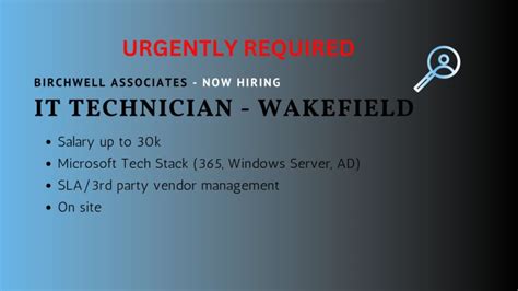 ⚠ Urgently Needed ⚠ It Technician Wakefield Up To 30k Click The