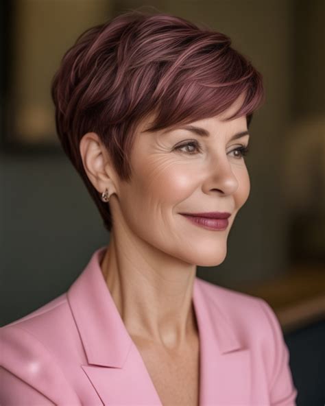 30 Pixie Haircuts For Over 50 Trendy Mauve Plum Pixie Haircut