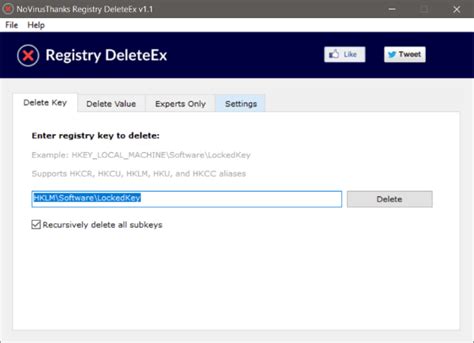 Delete Locked Registry Keys With Registry Deleteex For Windows