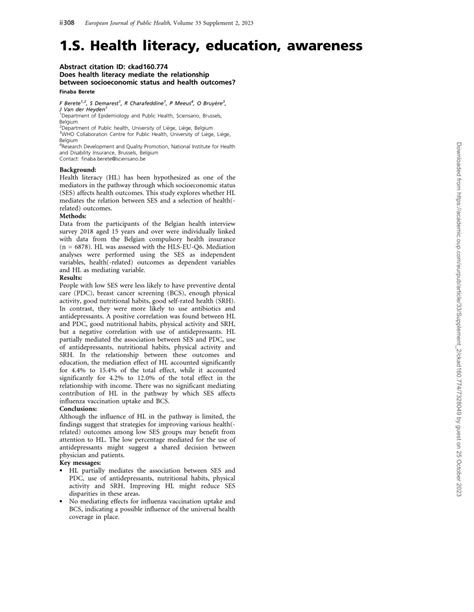Pdf Does Health Literacy Mediate The Relationship Between