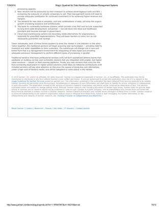 Gartner Magic Quadrant For Data Warehouse Database Management Systems PDF