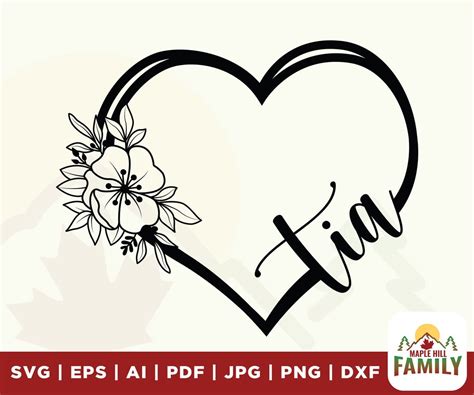 Tia Flower Heart Svg Tia Svg Flower Svg Heart Svg Flower Heart Svg