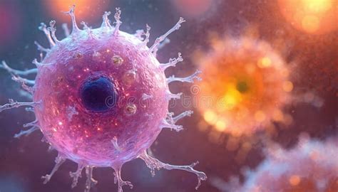 Illustration Shows Cell Structure Detail With Nucleus Membrane Medical Tech Concept Biology