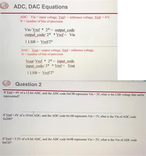 Solved A ADC DAC Equations ADC Vin Input Voltage Chegg