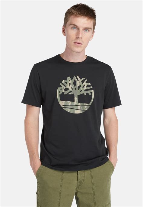 Timberland Camo Tree Logo Short Sleeve T Shirt Con Stampa Black