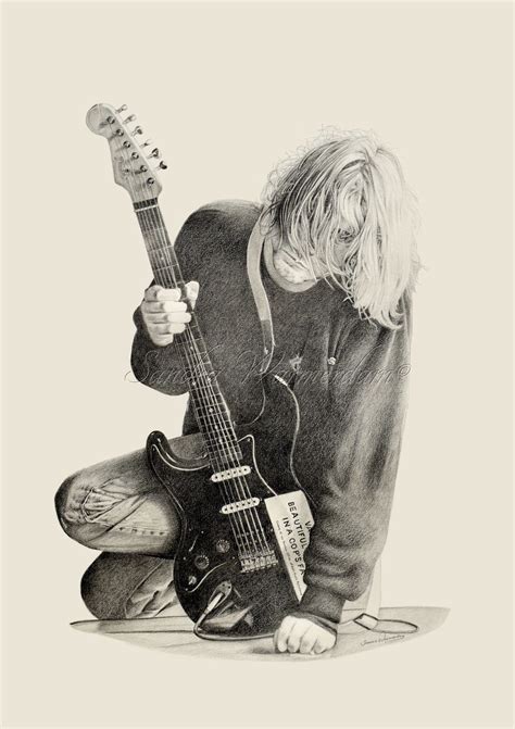 Kurt Cobain Graphite Pencil Drawing A2 Nirvana Drawing Nirvana Art