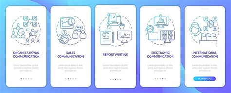 Mobile App Screen For Onboarding With Blue Gradient Corporate Communication Forms Vector
