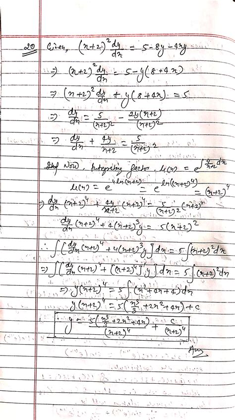 Solved Solve The First Order Linear Differential Equation
