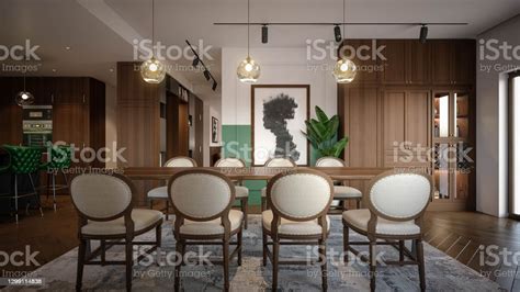인테리어 디자인 아키텍처 컴퓨터 생성 된 식당의 이미지 아키텍처 시각화 3d 렌더링 식탁에 대한 스톡 사진 및 기타 이미지