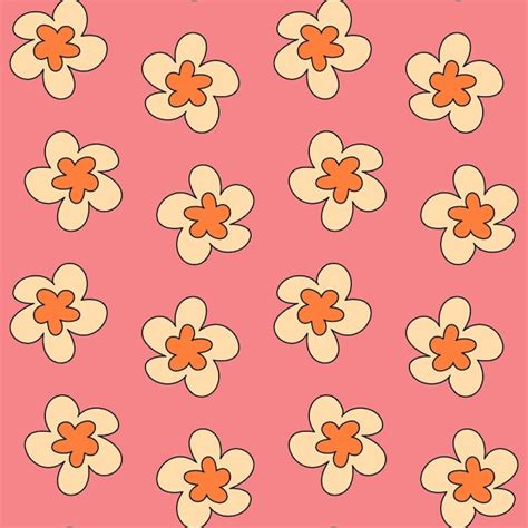 Premium Vector Groovy Floral Seamless Vector Pattern