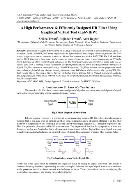 Pdf A High Performance And Efficiently Designed Iir Filter Using