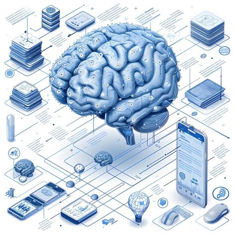 2d Icons Representing Cognitive Computing Work Mobile App Screen Set Walkthrough 5 Steps Blue