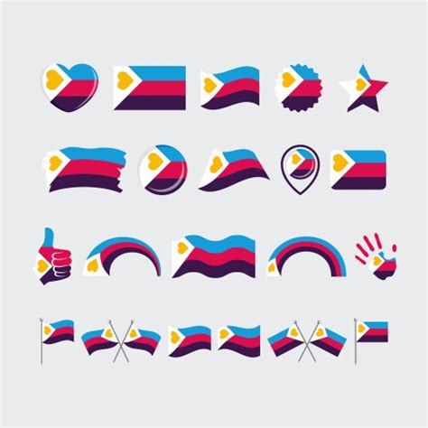 Pansexual Pride Flag And Symbols Many Icon Set Vector Image