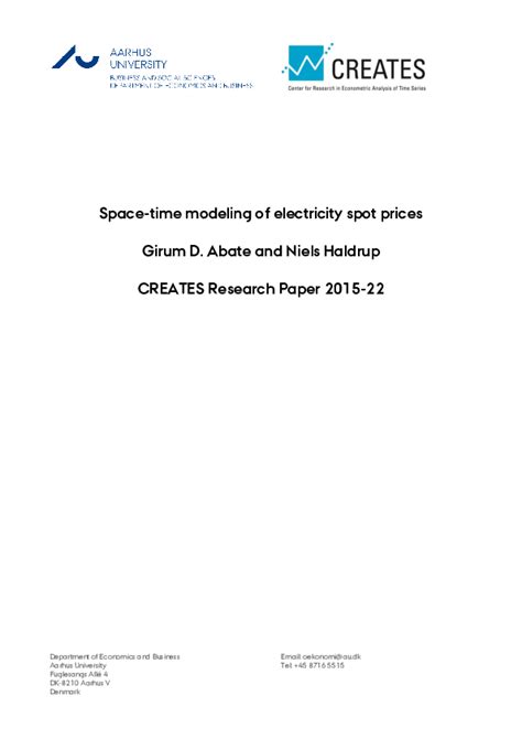 Pdf Space Time Modeling Of Electricity Spot Prices