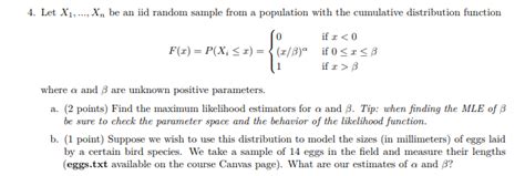 Solved Let Xi Xn Be An Iid Random Sample From A Population Chegg Com