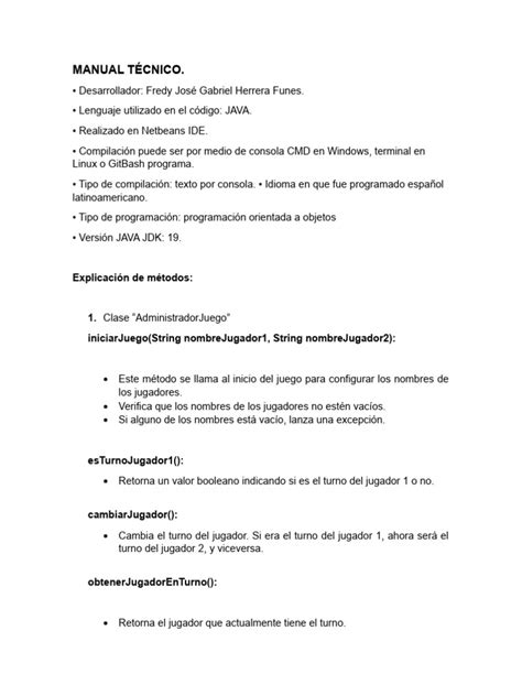 Manual TÉcnico Juego De Memoria Pdf Java Lenguaje De Programación