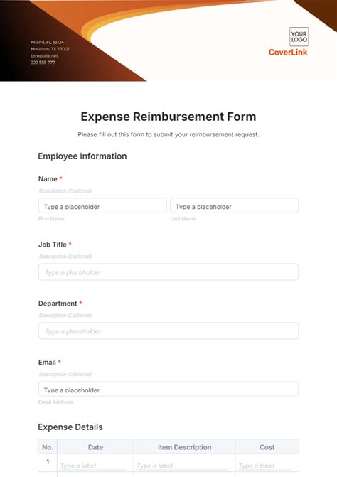 Free Reimbursement Form Templates To Edit Online