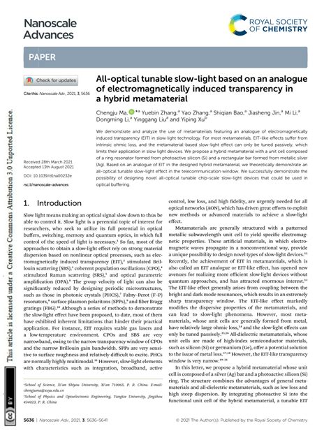 Pdf All Optical Tunable Slow Light Based On Analogue Of Electromagnetically Induced