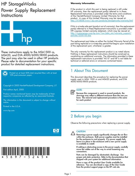 HP MSA CS REPLACEMENT INSTRUCTIONS Pdf Download ManualsLib