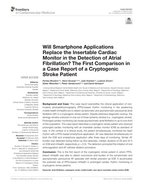 Pdf Will Smartphone Applications Replace The Insertable Cardiac Monitor In The Detection Of