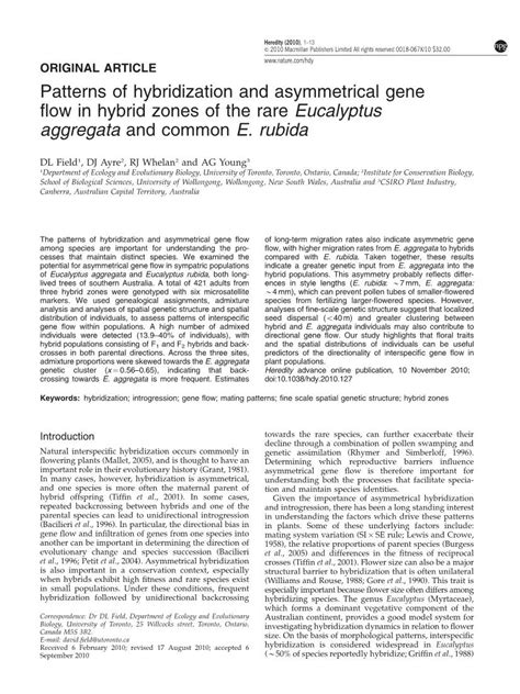 Patterns Of Hybridization And Asymmetrical Gene Flow In Hybrid Docslib