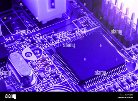 Integrated Semiconductor Microchip On Blue Circuit Board Representative