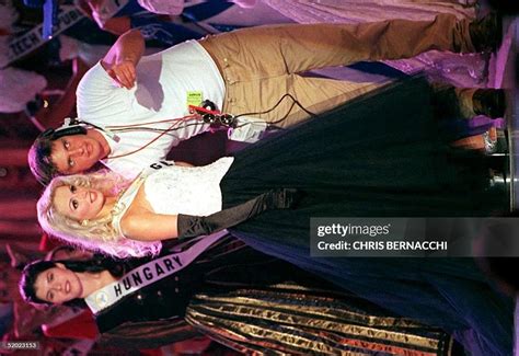 Miss Germany Agathe Neuner Listens To A Choreograher While Rehearsing