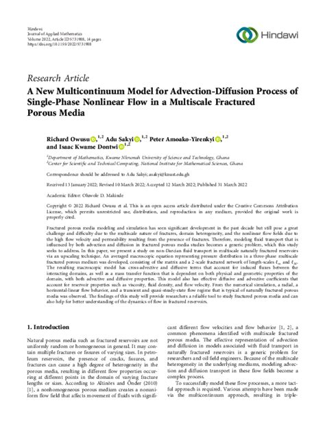Pdf A New Multicontinuum Model For Advection Diffusion Process Of