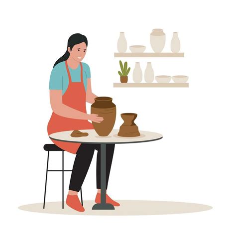 Vector Illustration Of Woman Makes A Clay Vase 25367328 Vector Art At Vecteezy