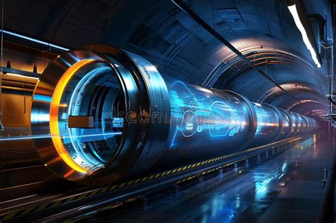 Futuristic Automated Vehicle Transportation System In A High Tech Tunnel Stock Illustration