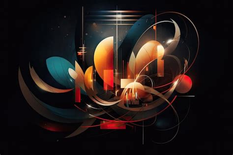 Premium Ai Image Symphony Of Abstract Shapes And Lines On A Dark