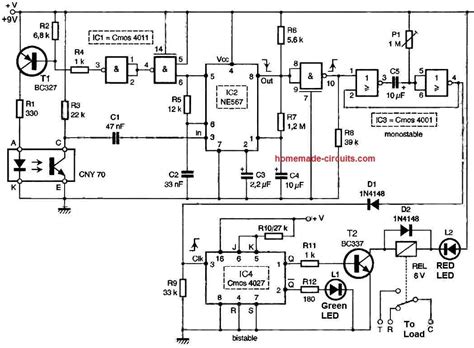 On Off Relay Switch Circuit Using Reflection Sensor Homemade Circuit Projects