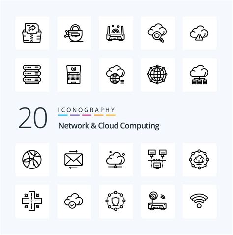 20 Network And Cloud Computing Line Icon Pack Like Cloud Computing Sharing Cloud Internet