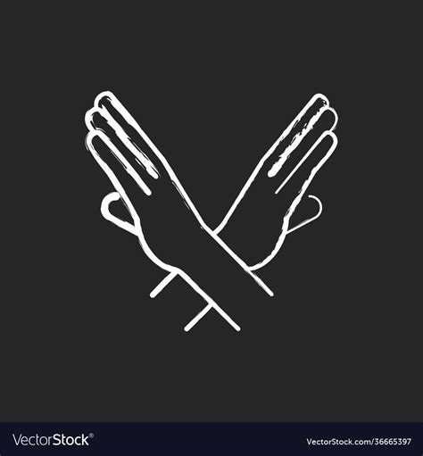 Crossed Arms Stop Gesture Chalk White Icon Vector Image