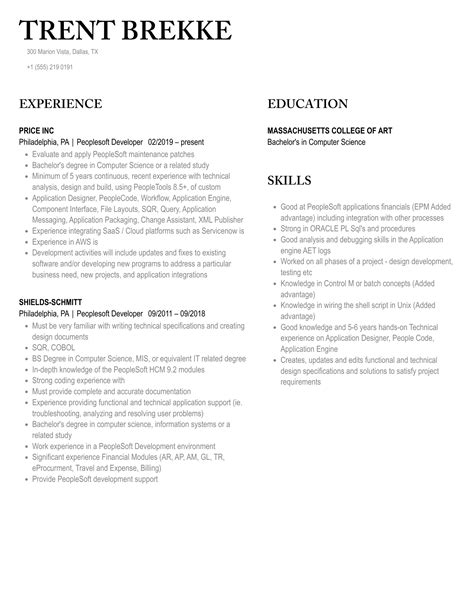 Peoplesoft Developer Resume Samples Velvet Jobs