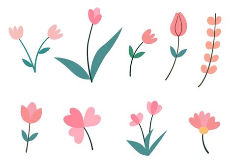Premium Vector Simple Flower Vector Set On Isolated White