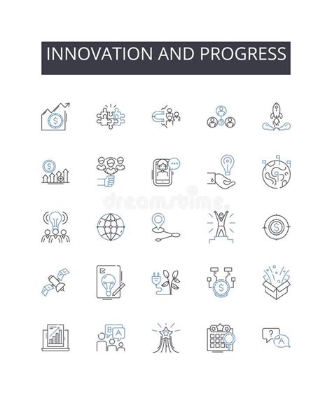 Innovation And Progress Line Icons Collection Improvement Advancement