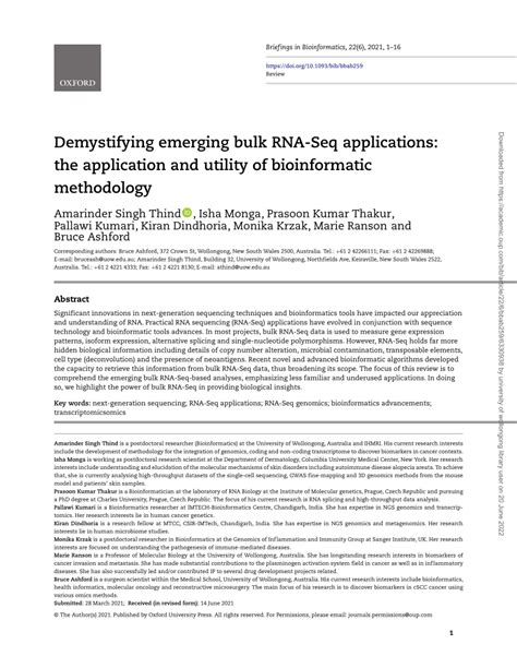 PDF Demystifying Emerging Bulk RNA Seq Applications The Application And Utility Of