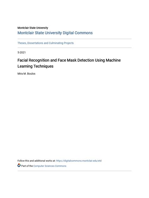 Facial Recognition And Face Mask Detection Using Machine Learning Pdf Biometrics