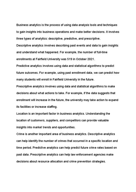 Business Analytics Notes Business Analytics Is The Process Of Using