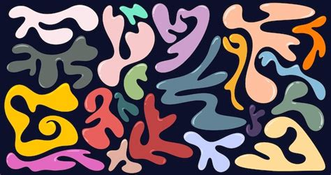 Premium Vector Set Of Liquid Abstract Colored Organic Blob Shapes Wavy Elements Bubbles And