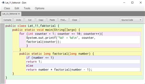 Java Script Membuat Coding Faktorial Menggunakan BlueJ
