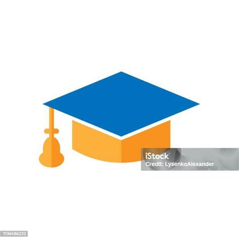 플랫 스타일에서 졸업 모자 아이콘입니다 교육 모자 벡터 일러스트 레이 션 흰색 고립 된 배경 대학 학사 비즈니스 개념입니다