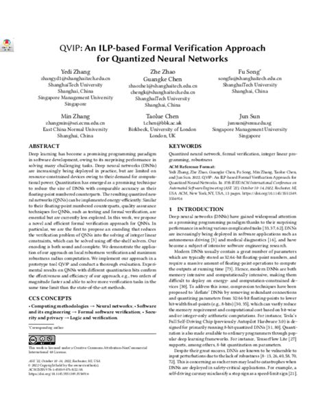 Pdf Qvip An Ilp Based Formal Verification Approach For Quantized Neural Networks