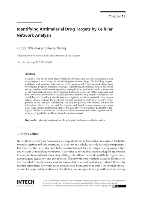 Pdf Identifying Antimalarial Drug Targets By Cellular Network Analysis