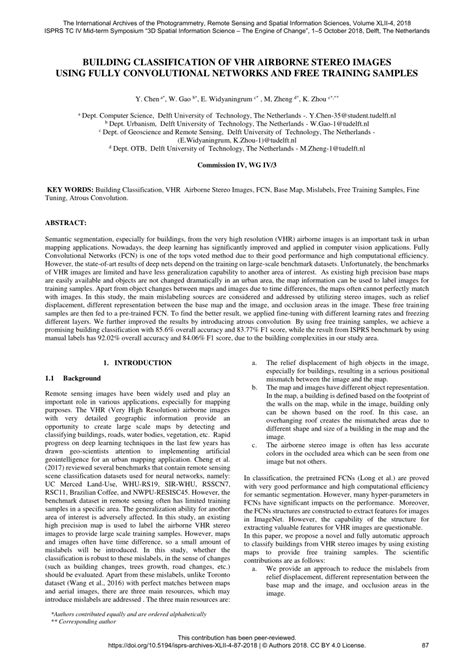 Pdf Building Classification Of Vhr Airborne Stereo Images Using Fully Convolutional Networks