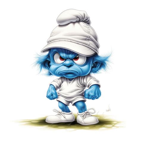 Premium Ai Image The Moody Magic Captivating The Grouchy Smurf In Animated Fantasy Art