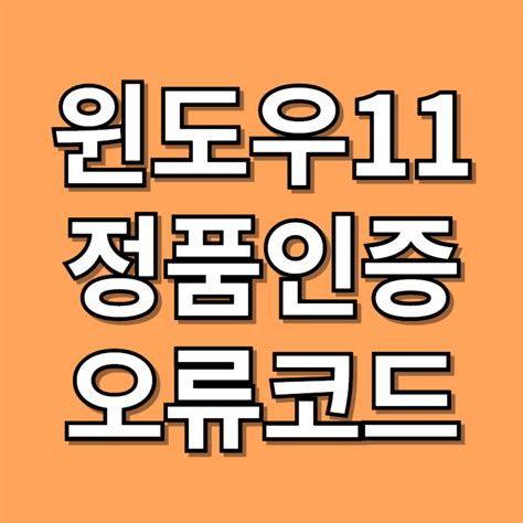 윈도우11 정품인증 방법과 정품인증 오류 코드